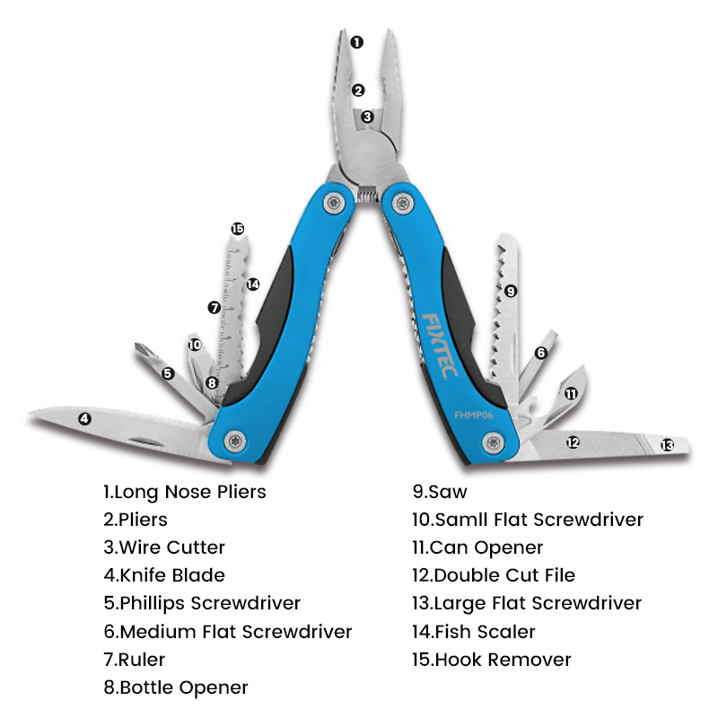 15-In-1 Multi-Function Pliers Made in Stainless Steel